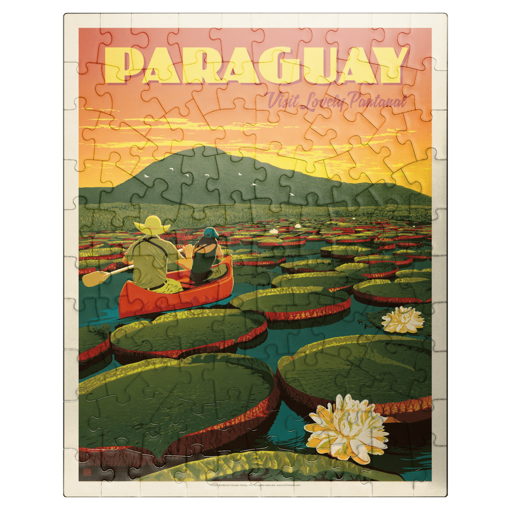 MyPuzzle - Paraguay: Giant Lily Pads, Vintage Poster - Premium 100 ...
