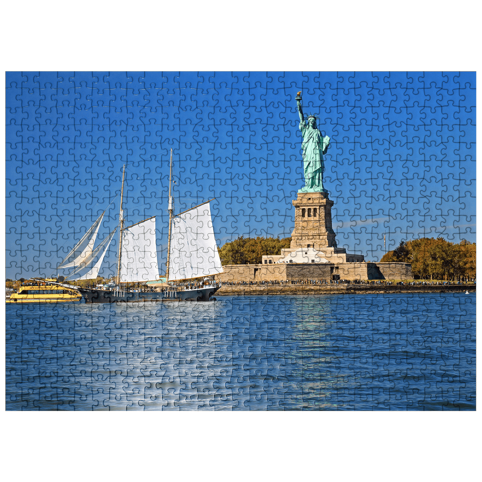 MyPuzzle - Sailing Ship With The Statue Of Liberty, Liberty Island, New ...