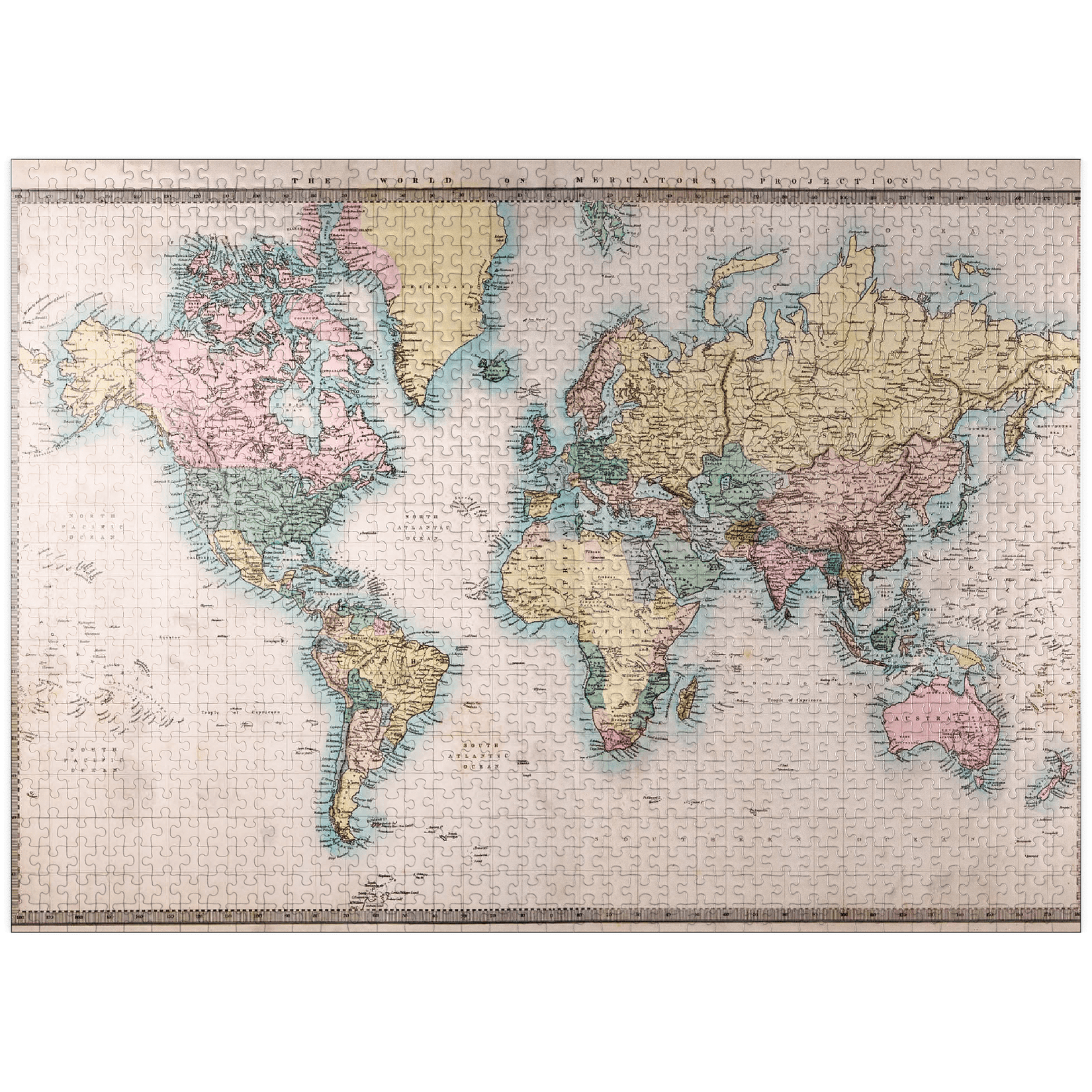 MyPuzzle - World Map After Mercator Projection 1860 - Premium 1000 ...