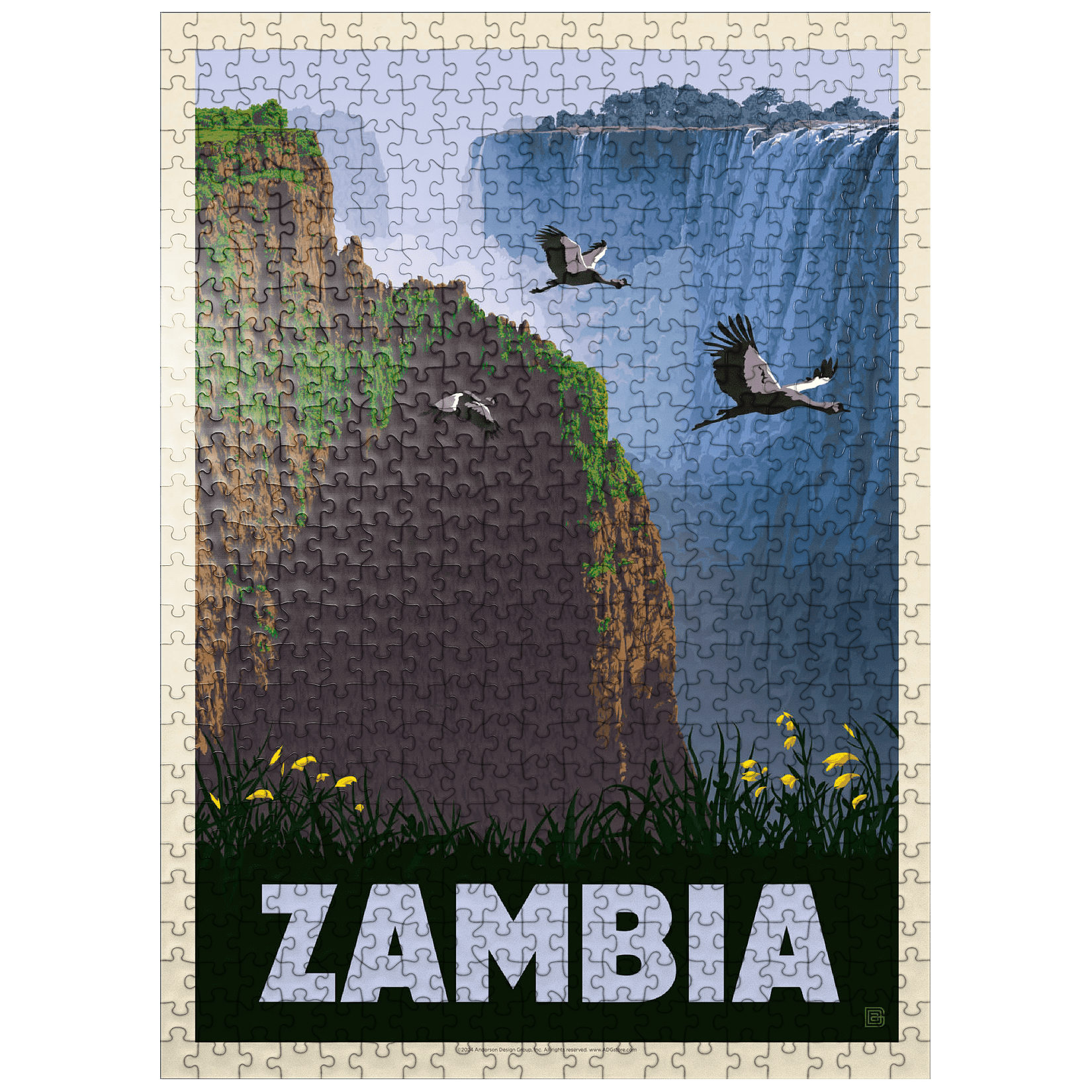 MyPuzzle - Zambia, Africa, Vintage Poster - Premium 500 Piece Jigsaw ...