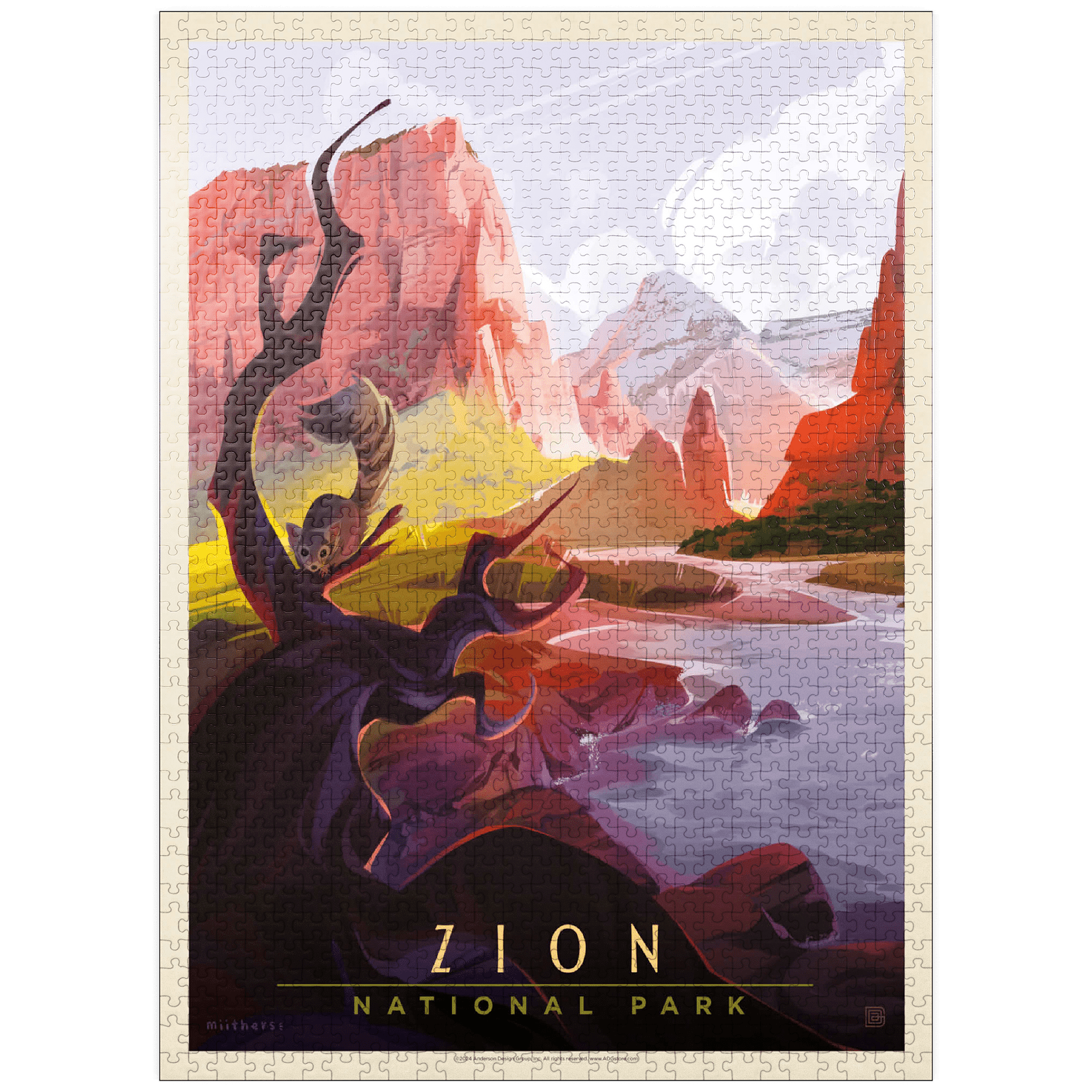 MyPuzzle - Zion National Park: Ringtail, Vintage Poster - Premium 1000 ...