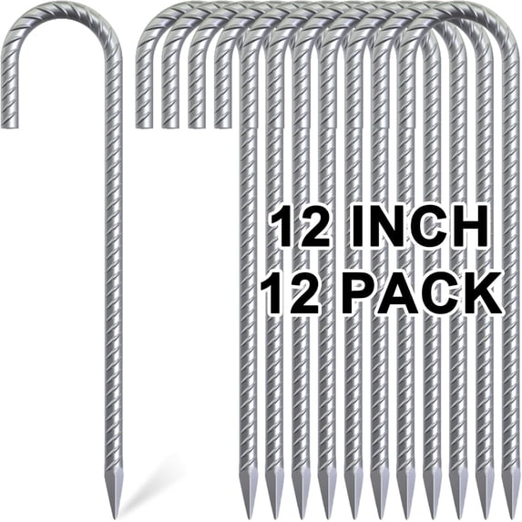 MySit 12" Ground Rebar Stakes J Hook Ground Anchors Heavy Duty ...