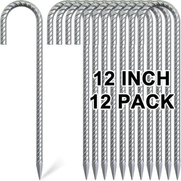 12 Inch Rebar Stakes 50 Pack J Hook Ground Stakes Heavy Duty Chain Link ...