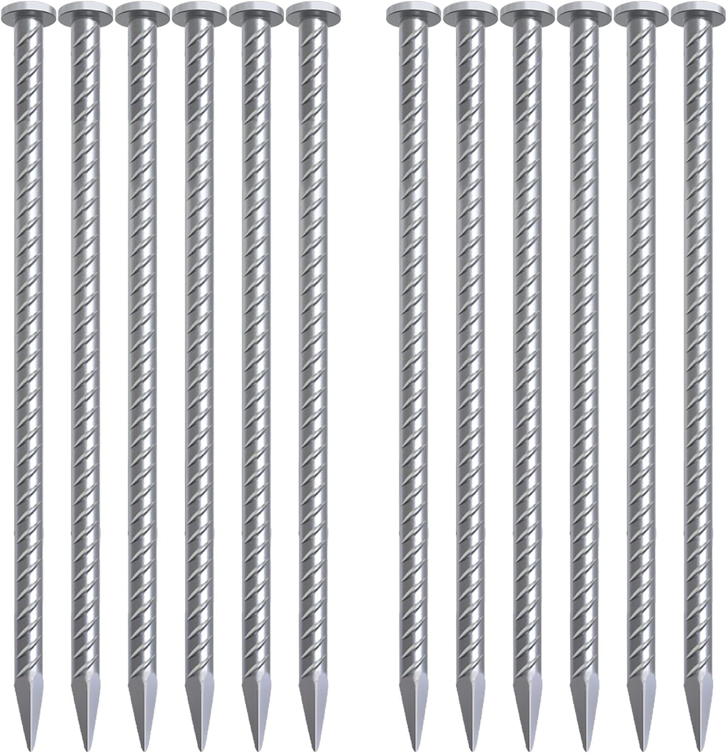 MySit 16 Inch Rebar Stakes 1/2 Inch Diameter Threaded Galvanized Steel ...