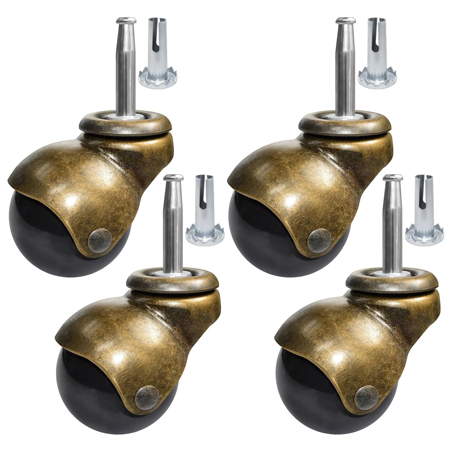 "MySit 4 PCS 2"" Swivel Ball Casters Wheels, Threaded Set for Furniture ...
