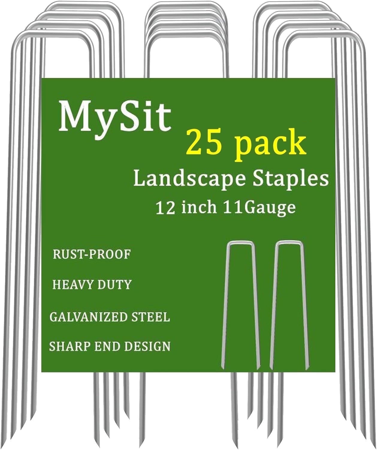 MySit Heavy Duty Galvanized Garden Staples 12 Inch Landscape Stakes ...