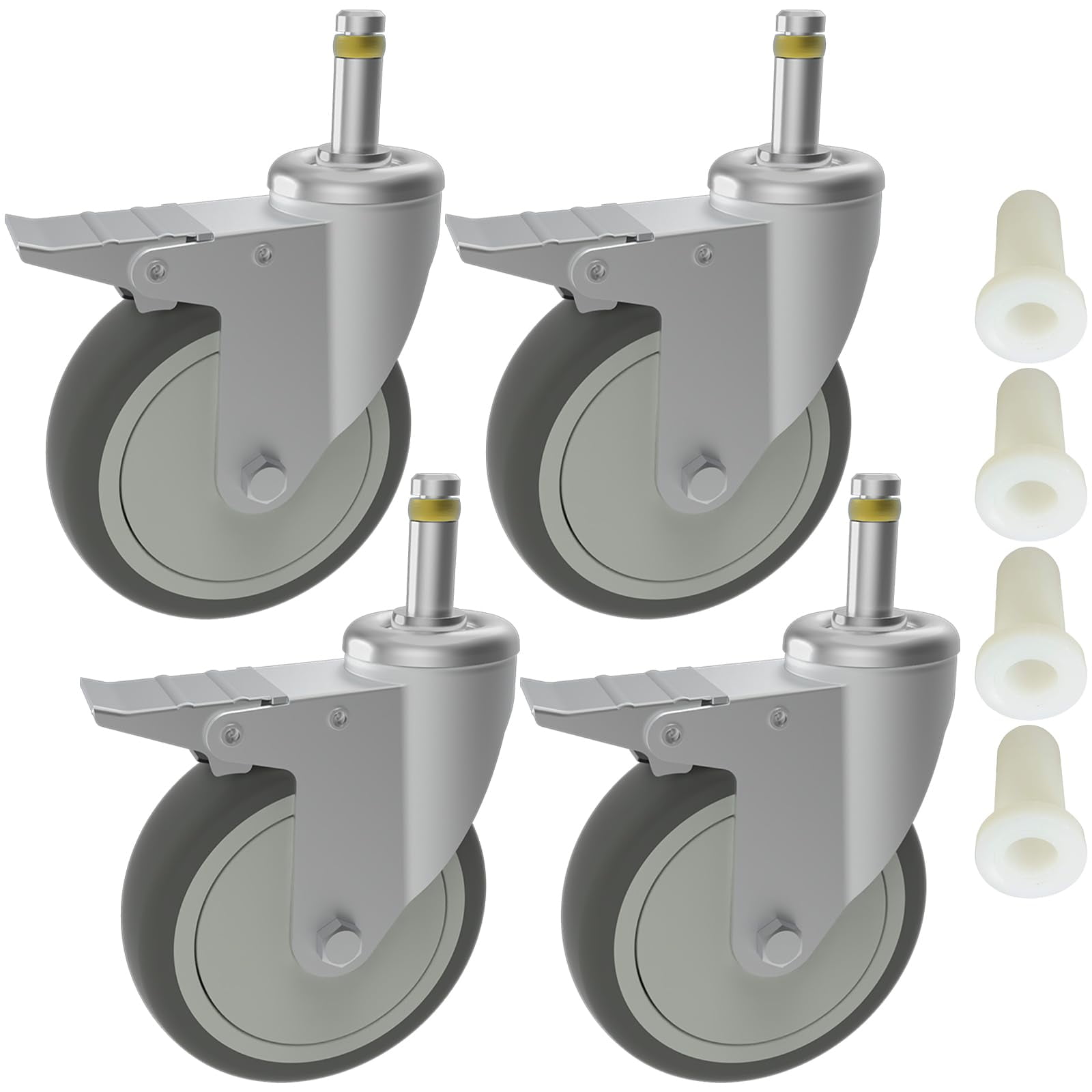 MySit 4 Inch TPR Rubber Caster Wheel with Brake for Rubbermaid Mop ...