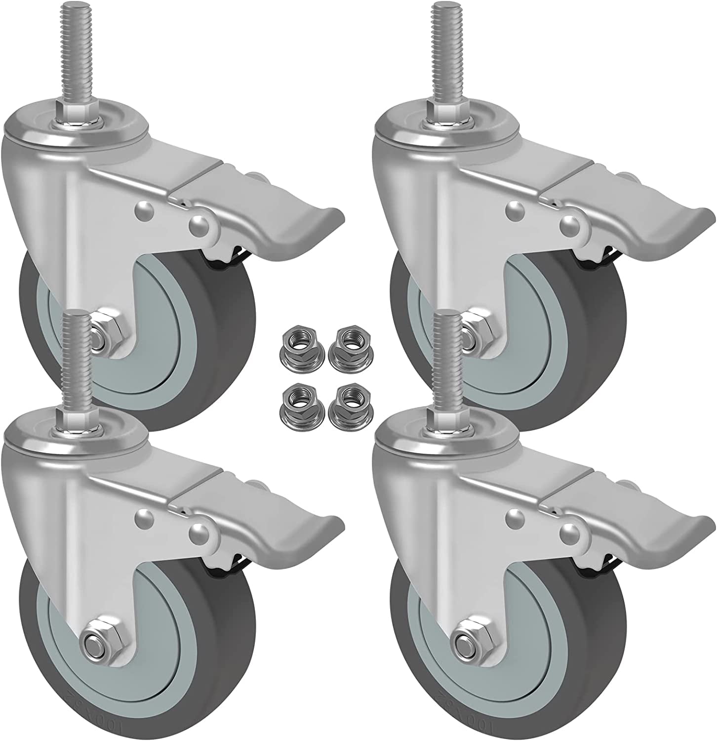 "MySit 4PCS Non-Heavy Duty Brake Swivel Set, 5"" Locking Stem Casters ...
