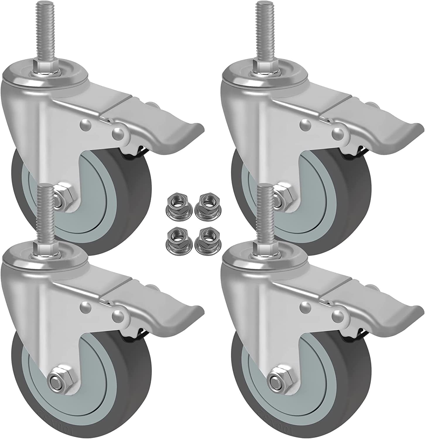 "MySit 4PCS Non-Heavy Duty Brake Swivel Set, 5"" Locking Stem Casters ...