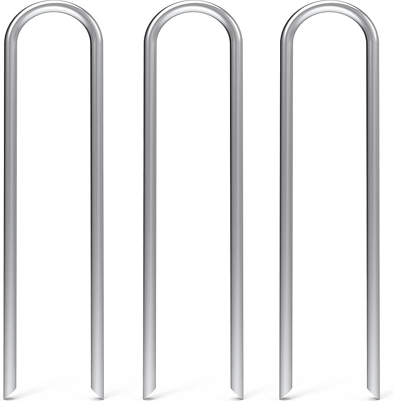 MySit 50 Pack 6 Inch Garden Stakes,11 Gauge Galvanized Yard Staples U ...