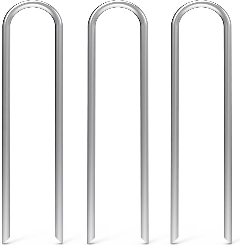 MySit 50 Pack 6 Inch Garden Stakes,11 Gauge Galvanized Yard Staples U ...