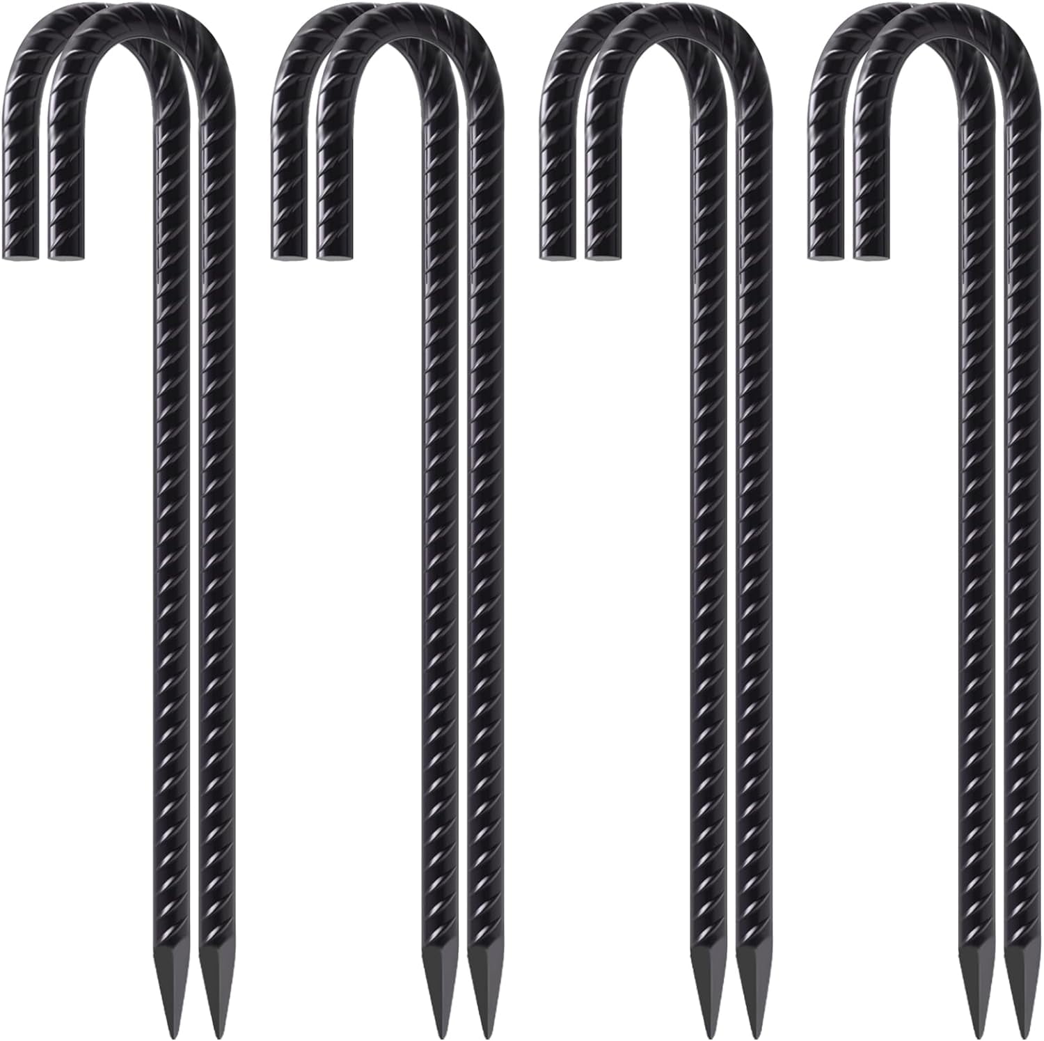 MySit 8PCS 12" Garden Rebar Stakes J Hook, Rust Proof Black Coated ...