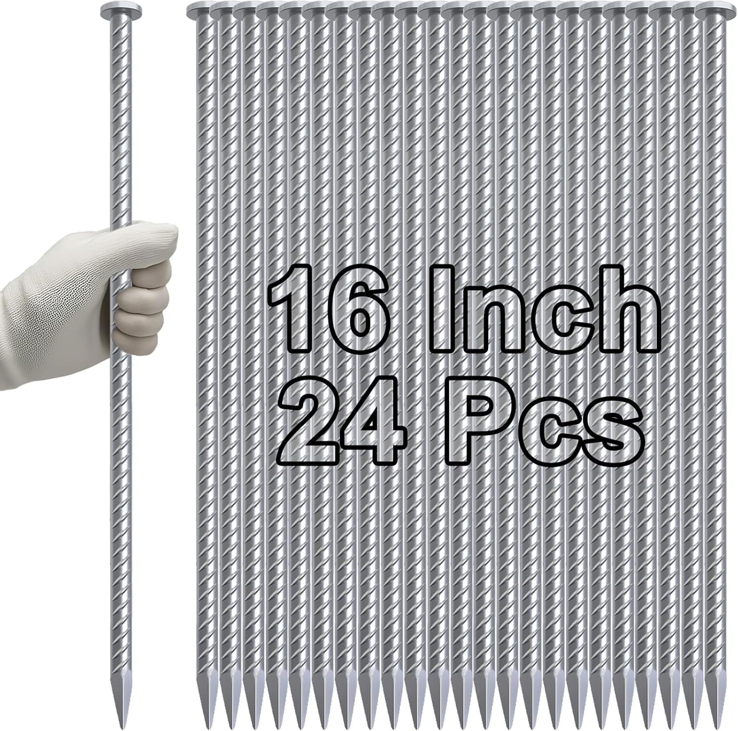 MySit 16 Inch Rebar Stakes 24 Pack Metal Spikes for Asphalt 1/2 Inch ...
