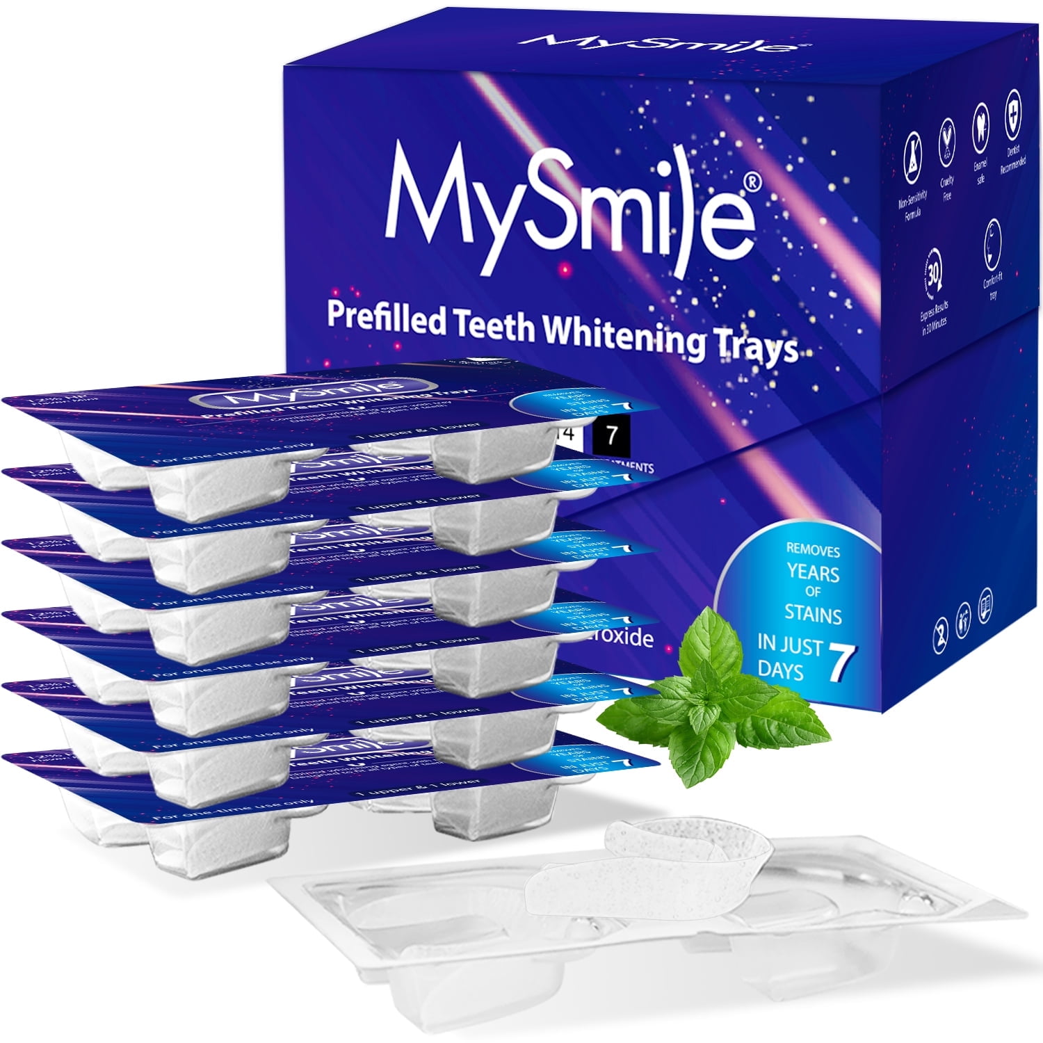 MySmile 14PC Prefilled Teeth Whitening Tray, 12% Hydrogen Peroxide ...