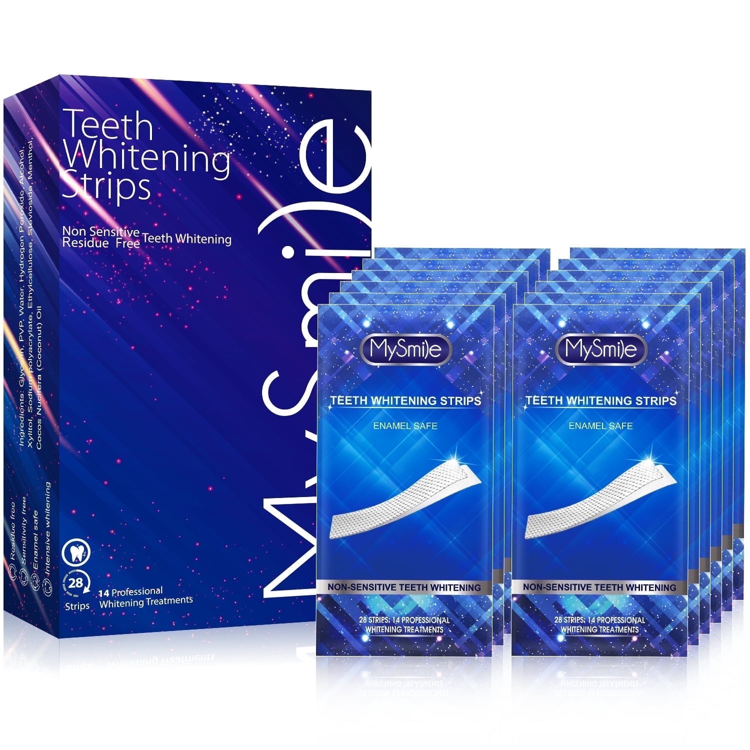 MySmile 28pc Teeth Whitening Strips - 6% Hydrogen Peroxide Non ...