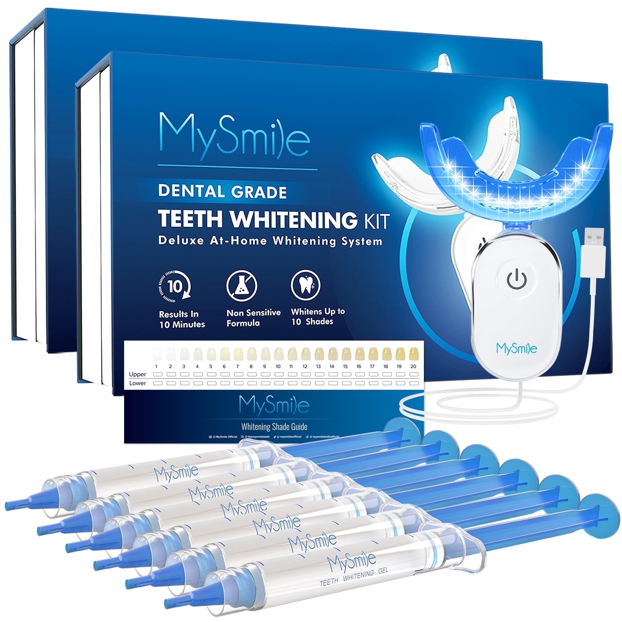 MySmile 2Packs Pro Teeth Whitening Kit with 28-LED Light Tray, 10Min 6 ...