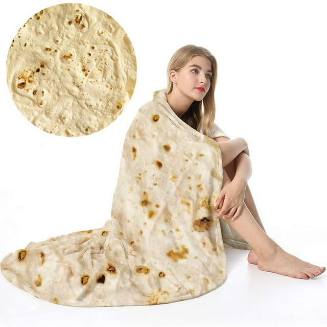 MySmile 70 inch XL Mexican Burrito Tortilla Blanket Realistic Food Taco ...
