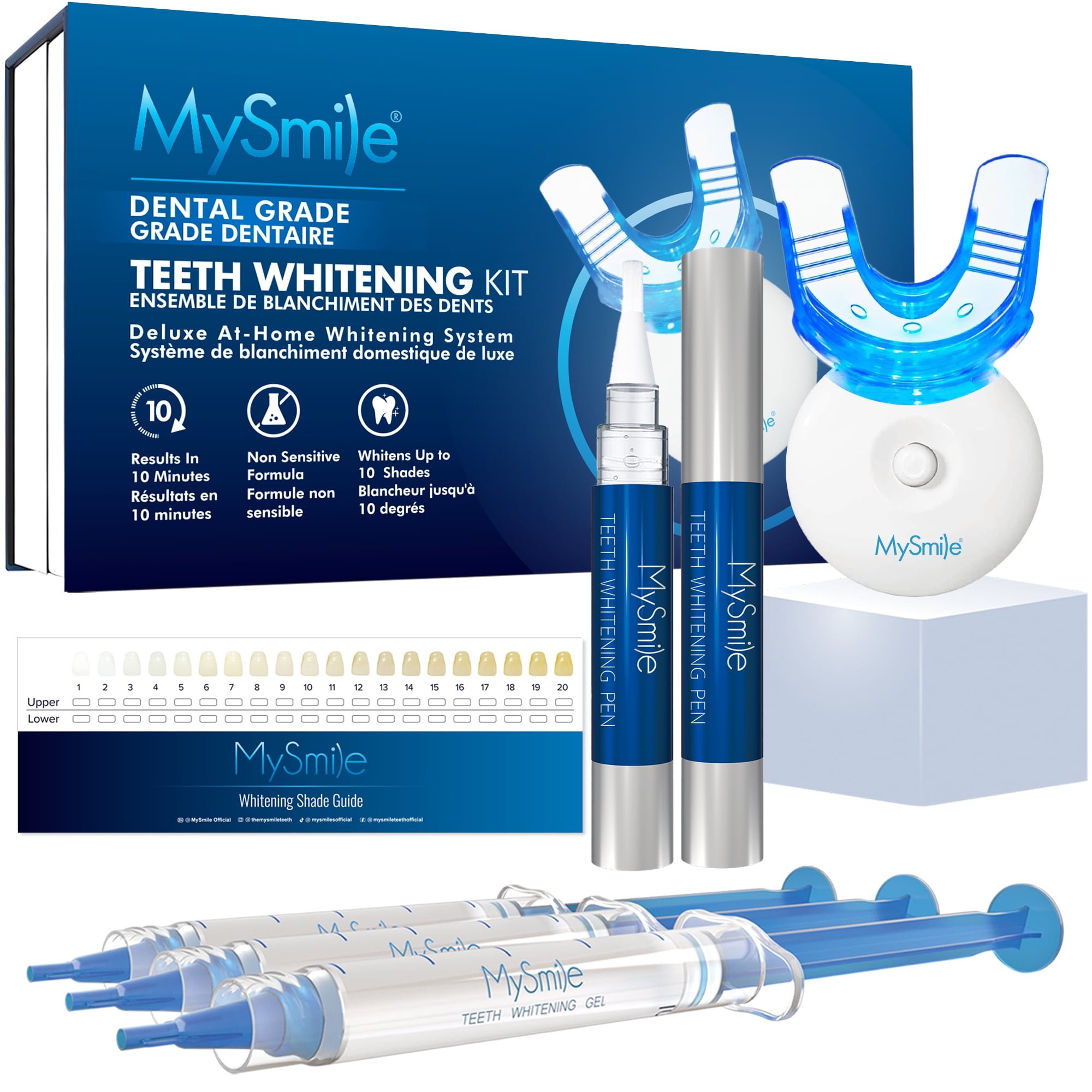 MySmile Teeth Whitening Kit with 5-LED Light Tray, 2x4ml Teeth Whitening Gel Pen Non-Sensitive ...