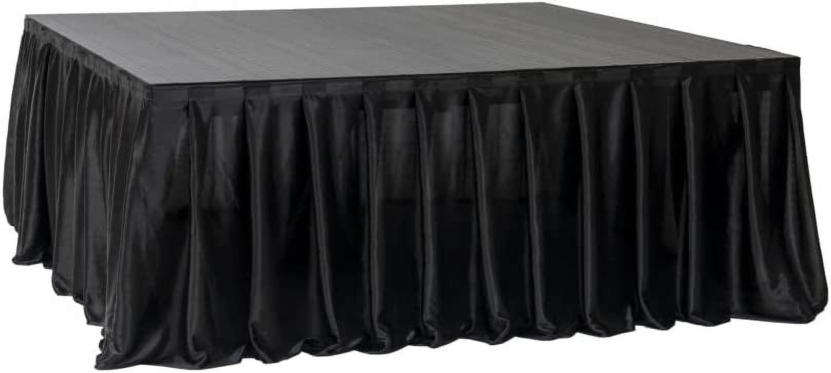 MyStage Portable Stage Skirt 16’ x 2.5’ Wrinkle-Free Satin Fabric Black ...