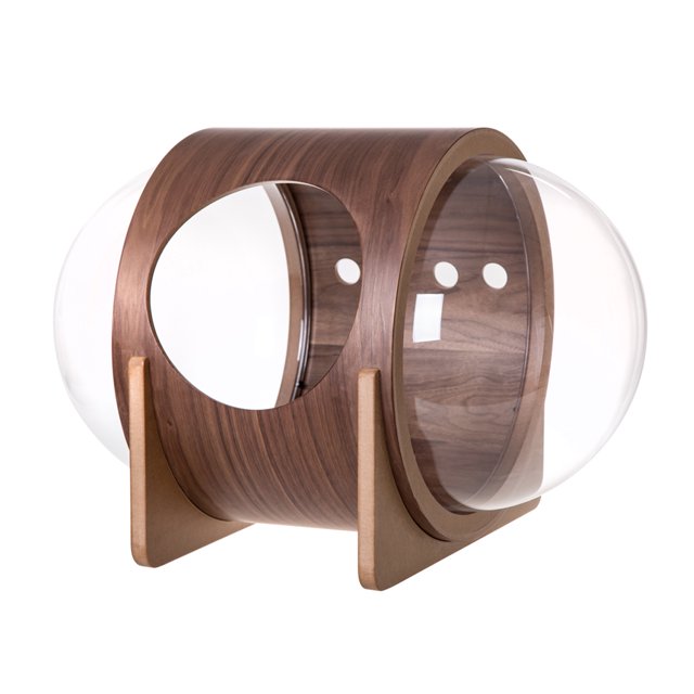 MyZoo Spaceship Alpha Large Cozy Cat Bed with Acrylic Dome, Walnut ...