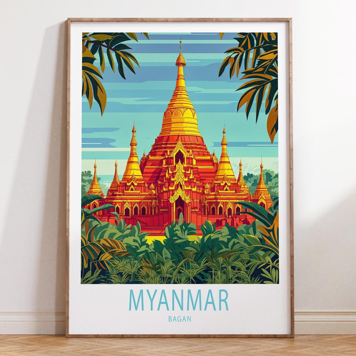 Myanmar Bagan Travel Poster, Began City Wall Art, Myanmar Began Travel ...