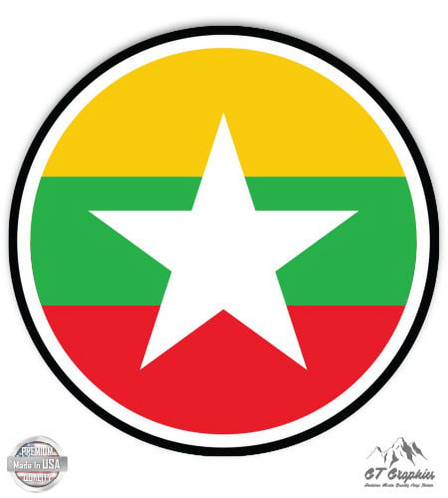 Myanmar Flag - 5" Vinyl Sticker - For Car Laptop I-Pad - Waterproof ...
