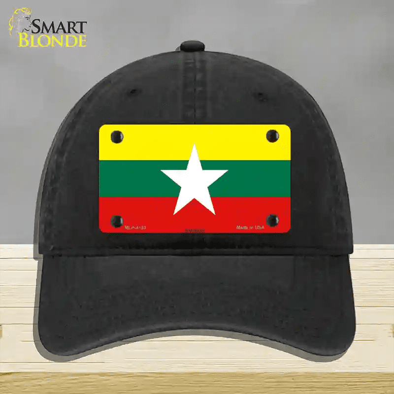 Myanmar Flag Novelty License Plate Hat Unconstructed Cotton Black ...