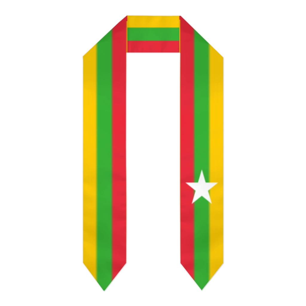 Myanmar Flag Thick Graduation Sash Stole Scarf Double Sided Honor Stole ...