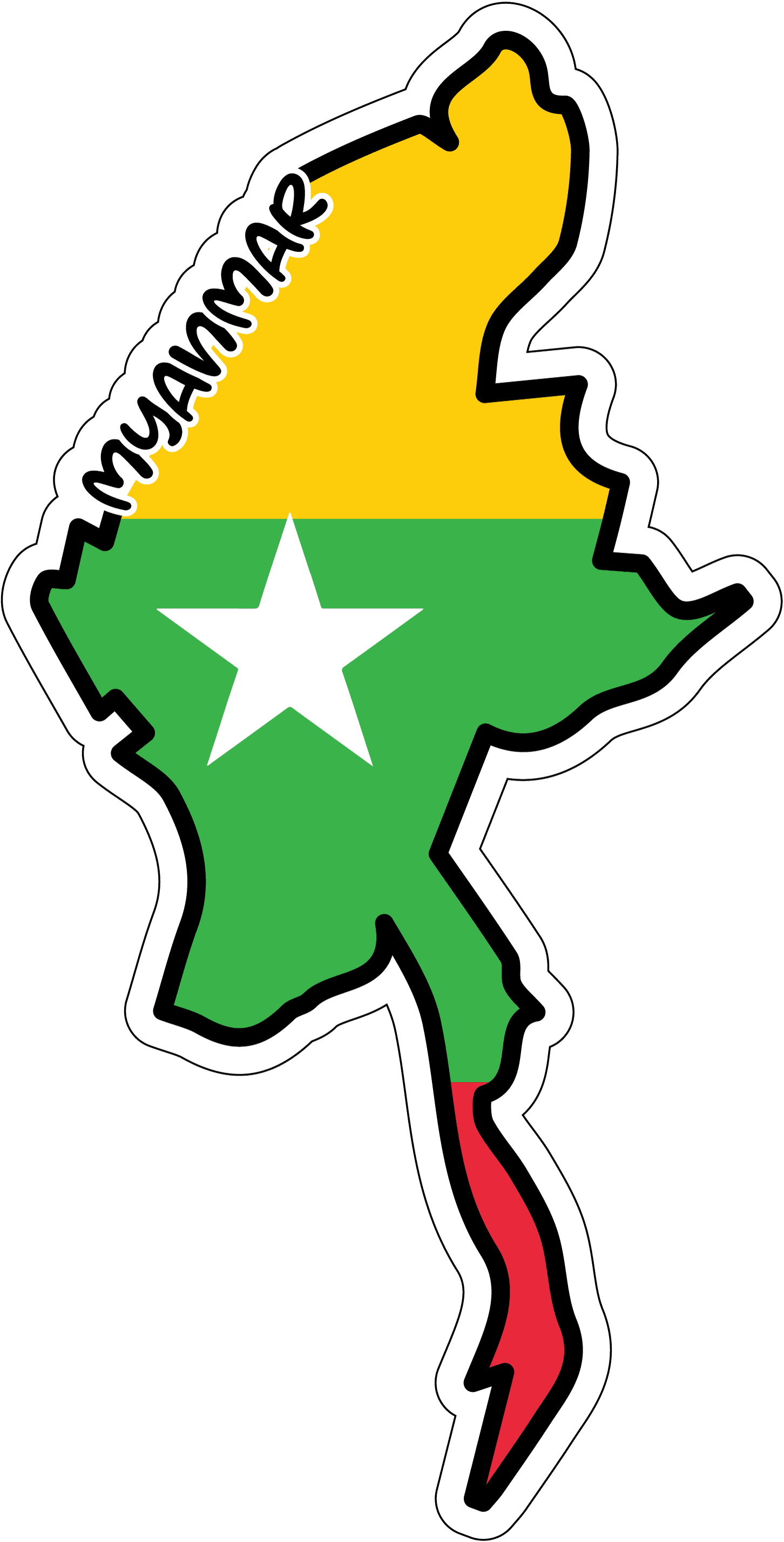 Myanmar Map Flag Sticker Decal / Republic of the Union of Myanmar ...