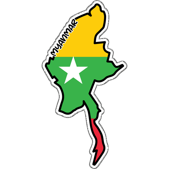 Myanmar Map Flag Sticker Decal / Republic of the Union of Myanmar ...