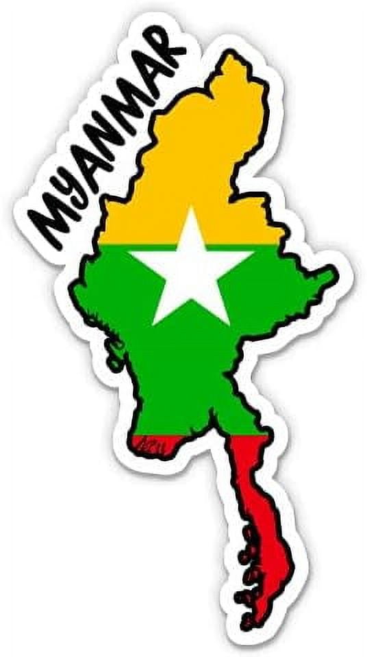 Myanmar Map With Flag - Vinyl Sticker - Large Size - 12" - Walmart.com
