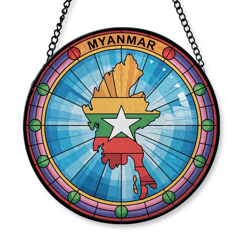 Myanmar Travel Decor Suncatcher Stained Glass Window Hanging, Gift for ...
