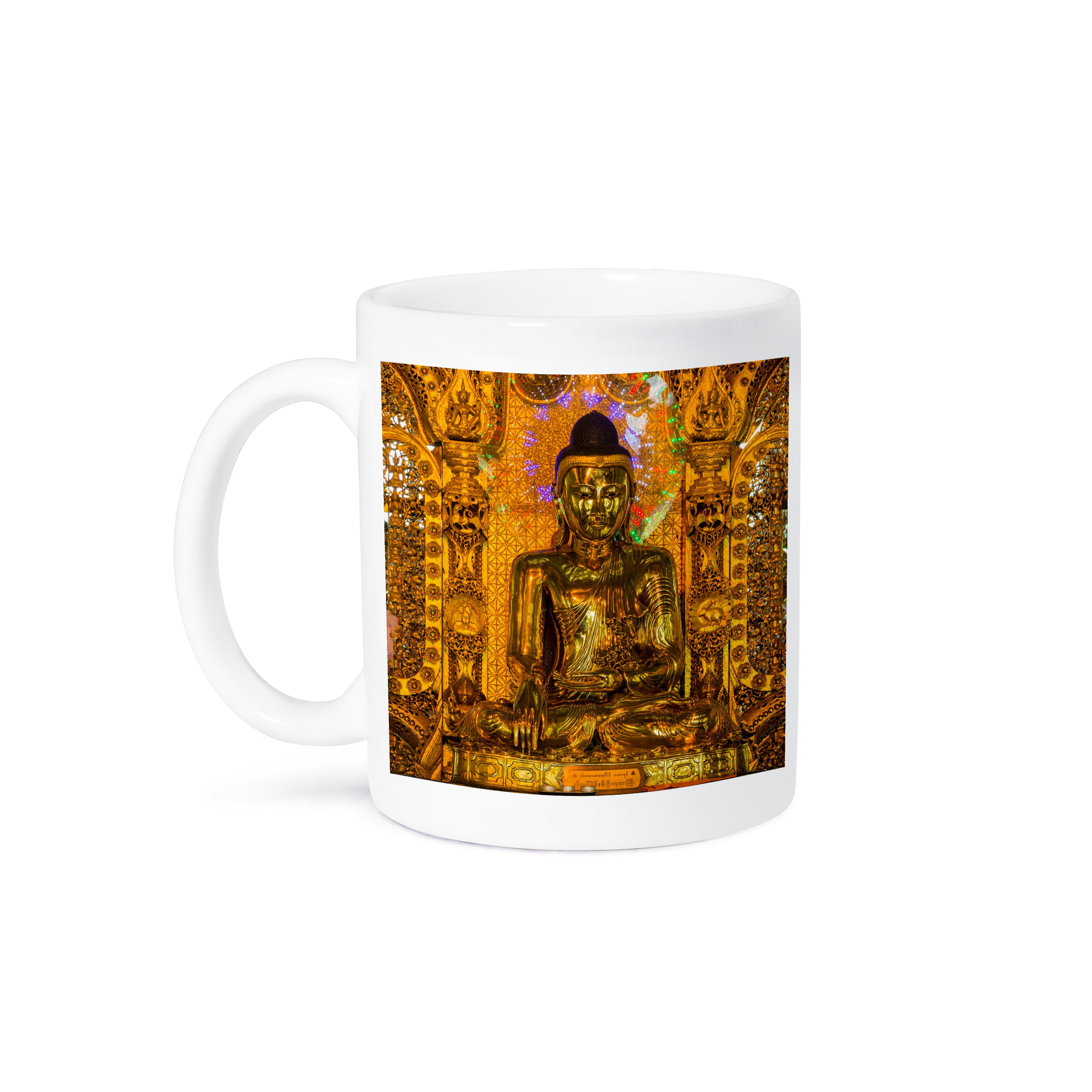 Myanmar. Yangon. Botataung Pagoda. Shiny Golden Buddha., 15oz Mug ...