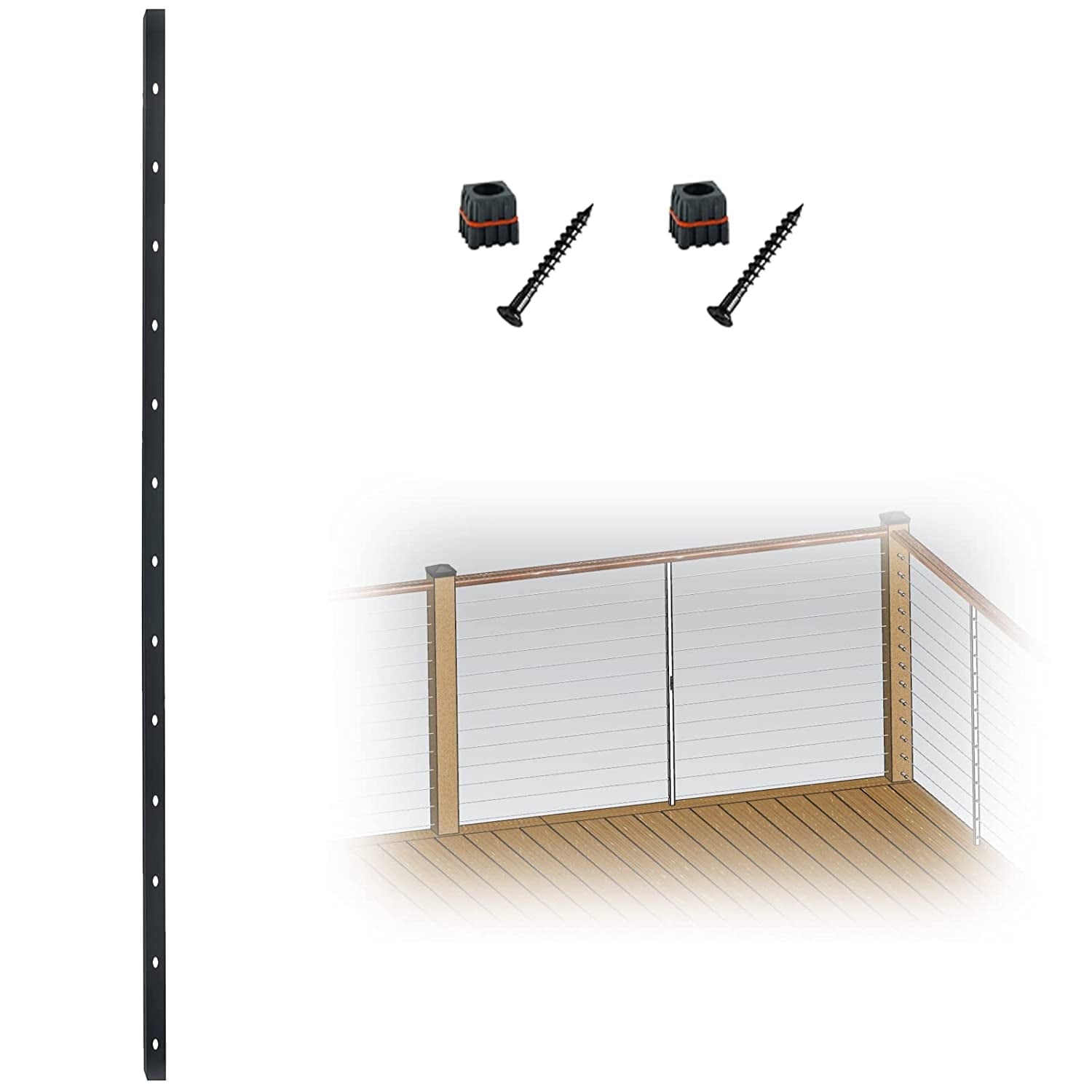 Myard Square Aluminum Pre-Drilled Intermediate Picket Post with ...