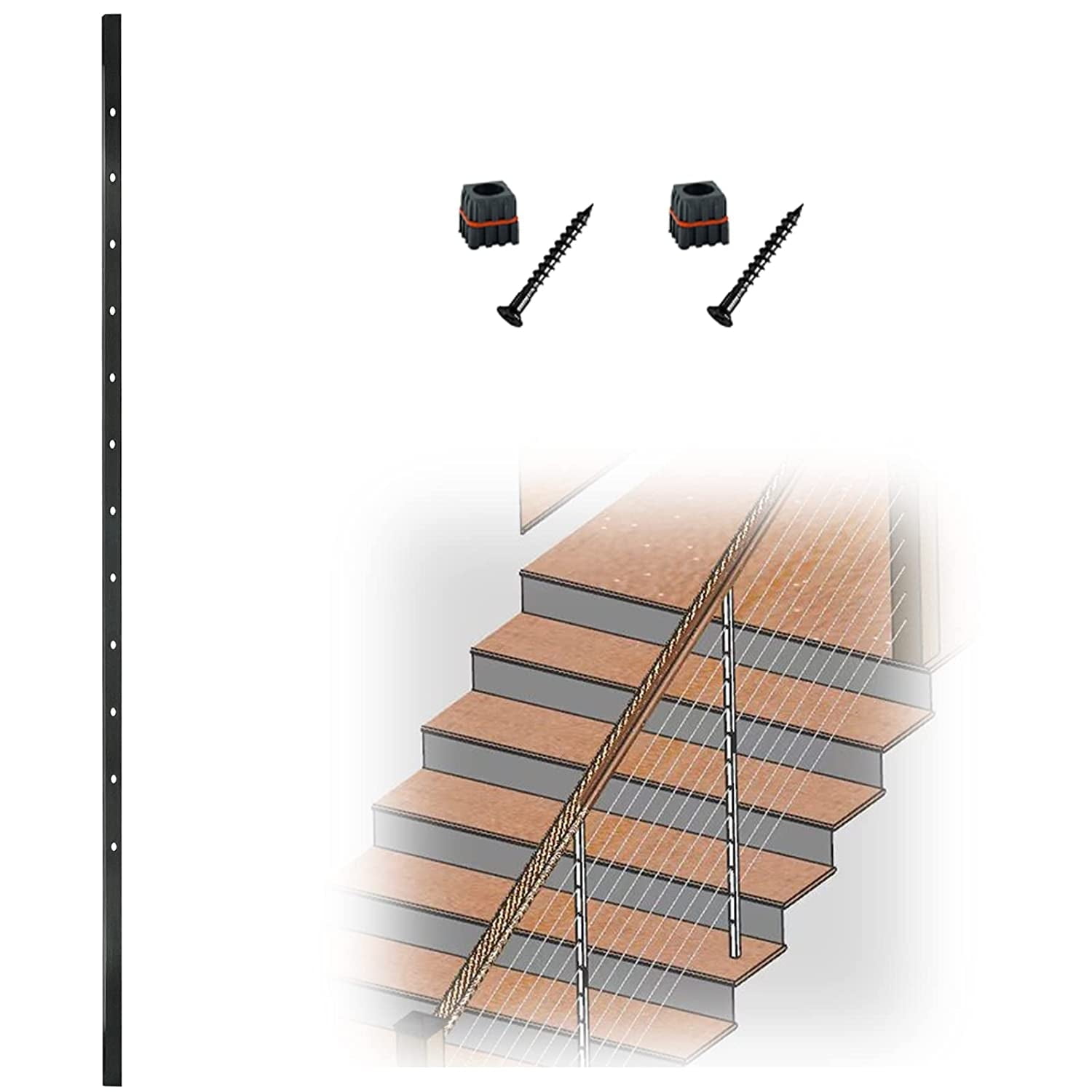 Myard Deck Railing Kits: Pre-Drilled Aluminum Picket Post for 1/8 ...