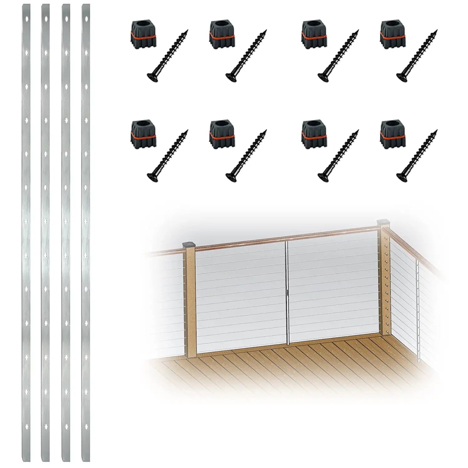 Myard Square Aluminum Pre-Drilled Intermediate Picket Posts with ...