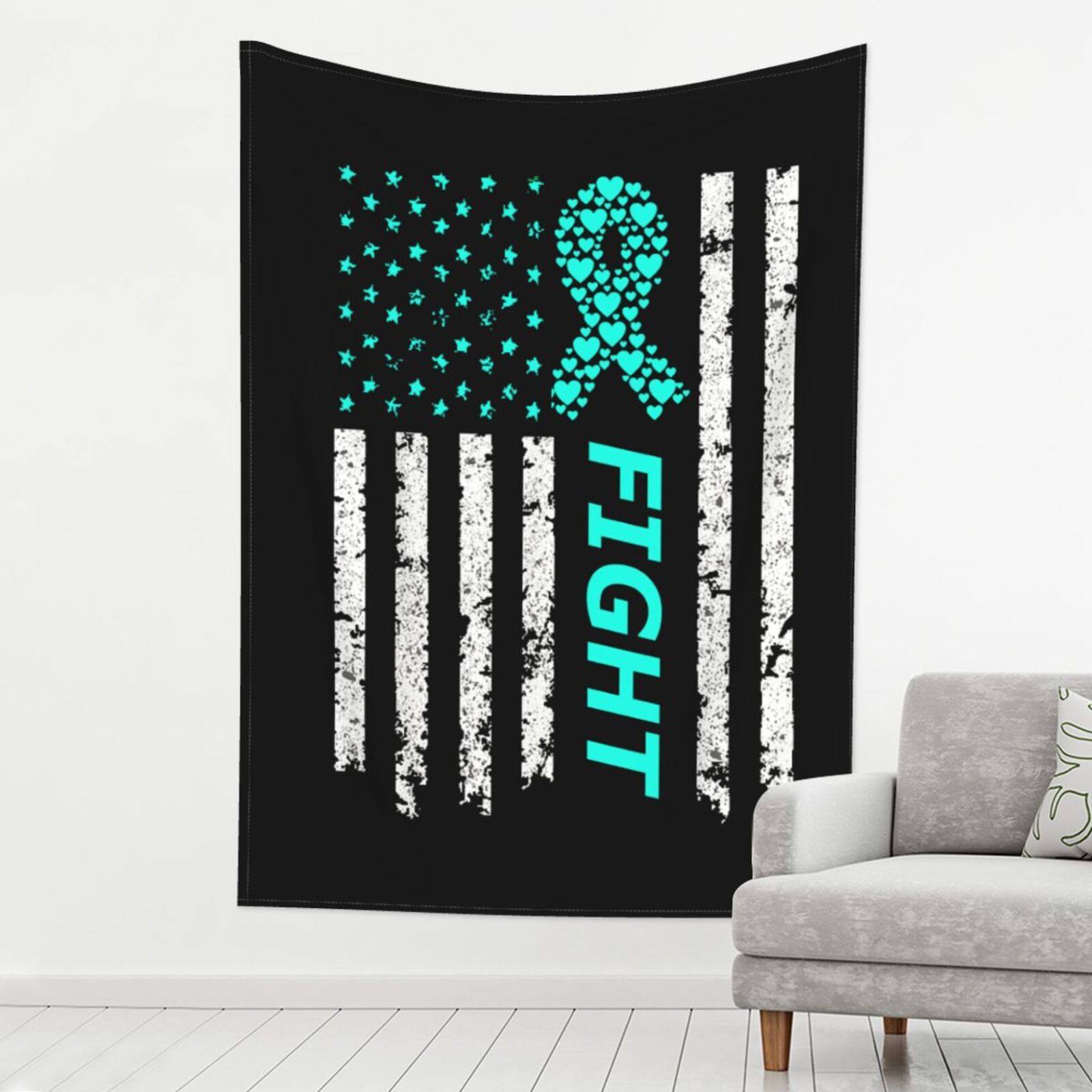 Myasthenia Gravis Awareness Teal Ribbon Tapestry Banner Backdrop Flag ...
