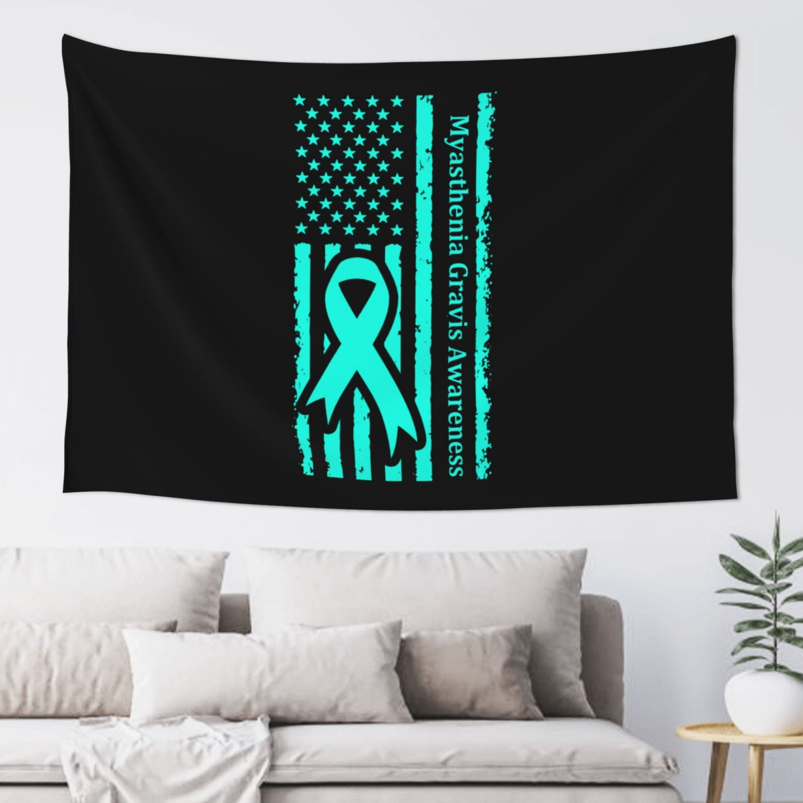 Myasthenia Gravis Awareness Teal Ribbon Tapestry Banner Backdrop Flag ...