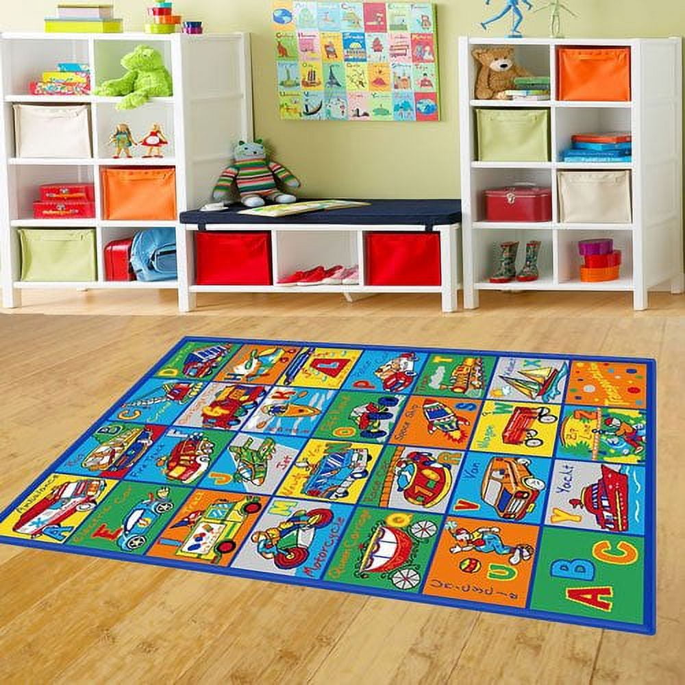 Mybecca Kids ABC Transportation Area Rug 5' x 7' (Educational Children ...