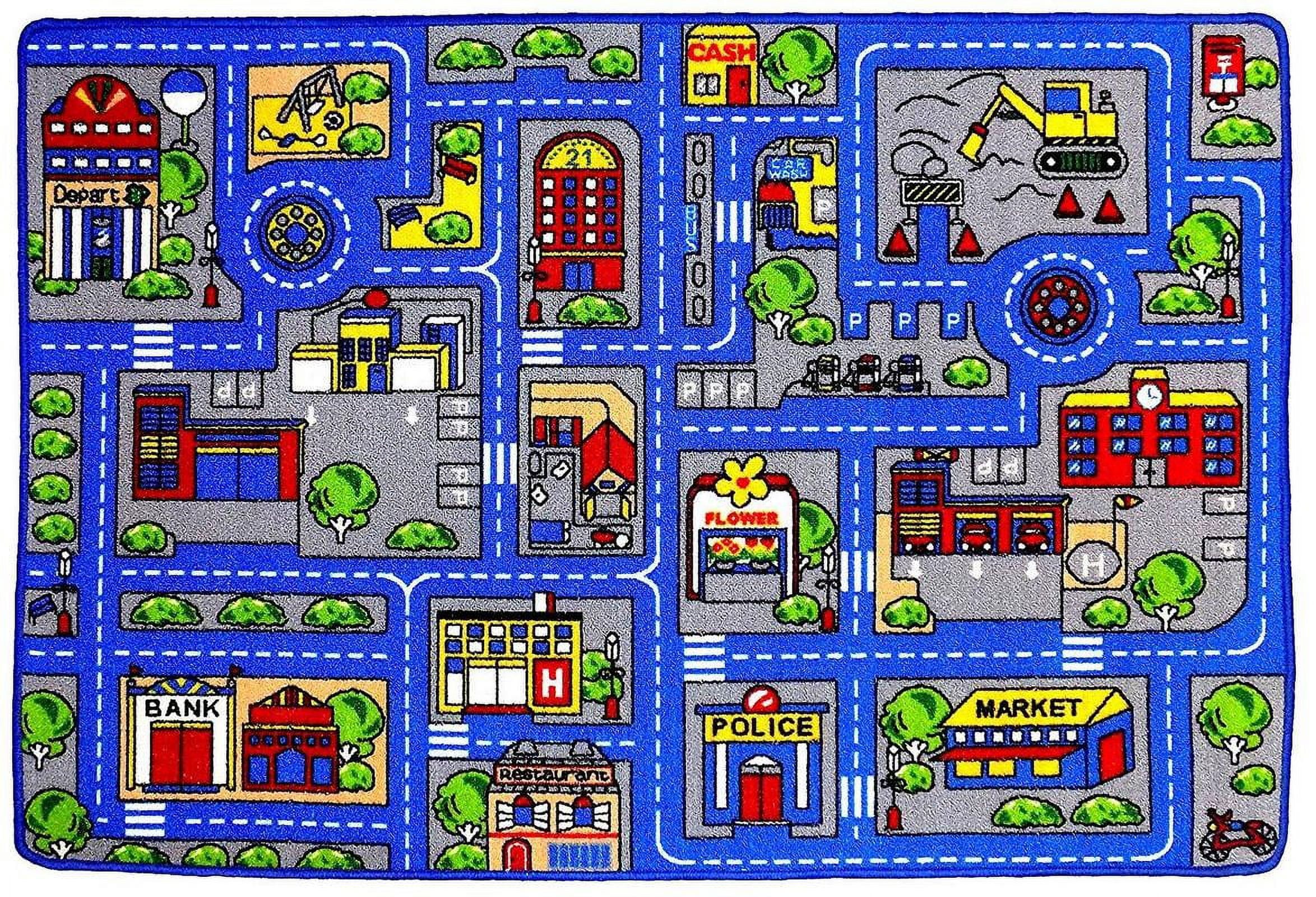 Mybecca Town Map Kids Rug Children Area - Non Skid Backing (39" x 56 ...