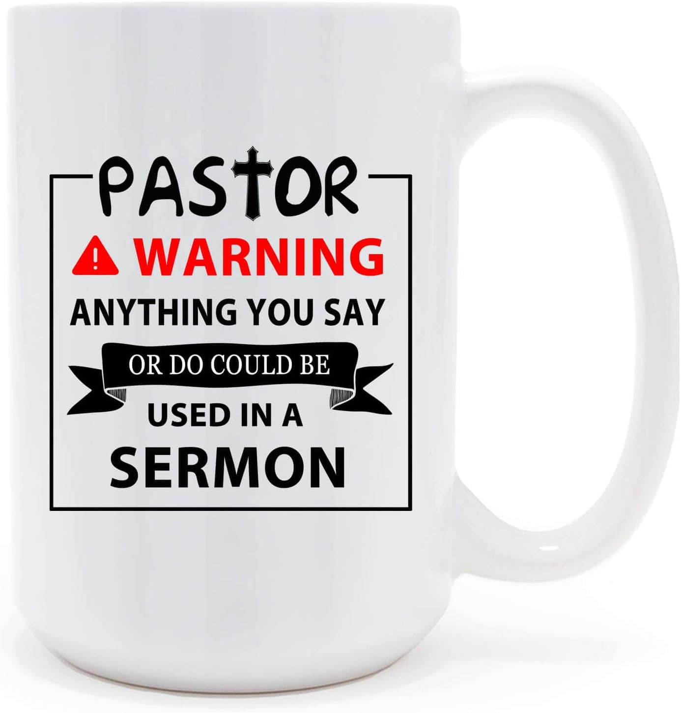 Mycheny Pastor Warning Coffee Mug (15 oz) - Funny Mug for Pastor ...