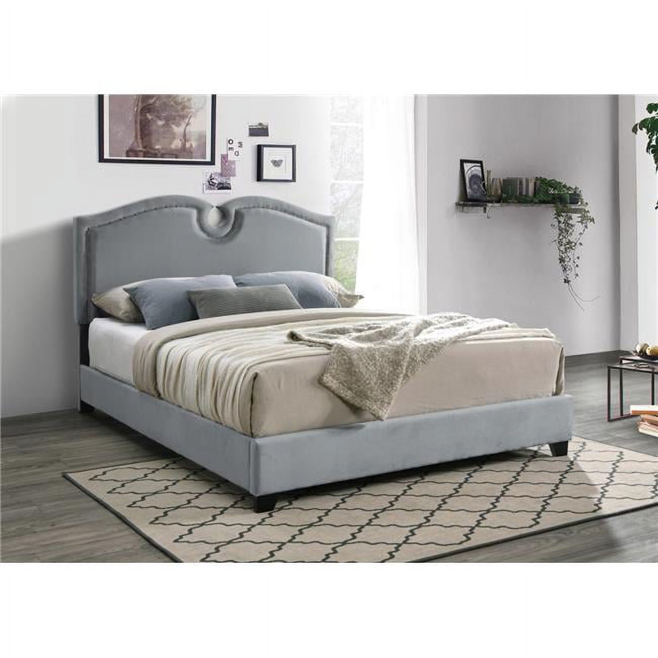 Myco Furniture KM8005-Q-GY 84 x 64 x 56 in. Kimberly Nailhead Queen ...