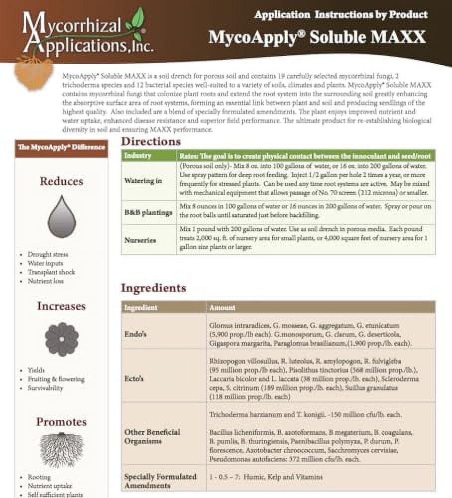 MycoApply Soluble MAXX Mycorrhizae Root Enhancer - 1 lb Bag - Walmart.com