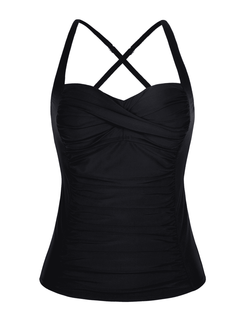 Mycoco Women Tankini Tops Ruched Padded Swim Top Tummy Control Bathing ...