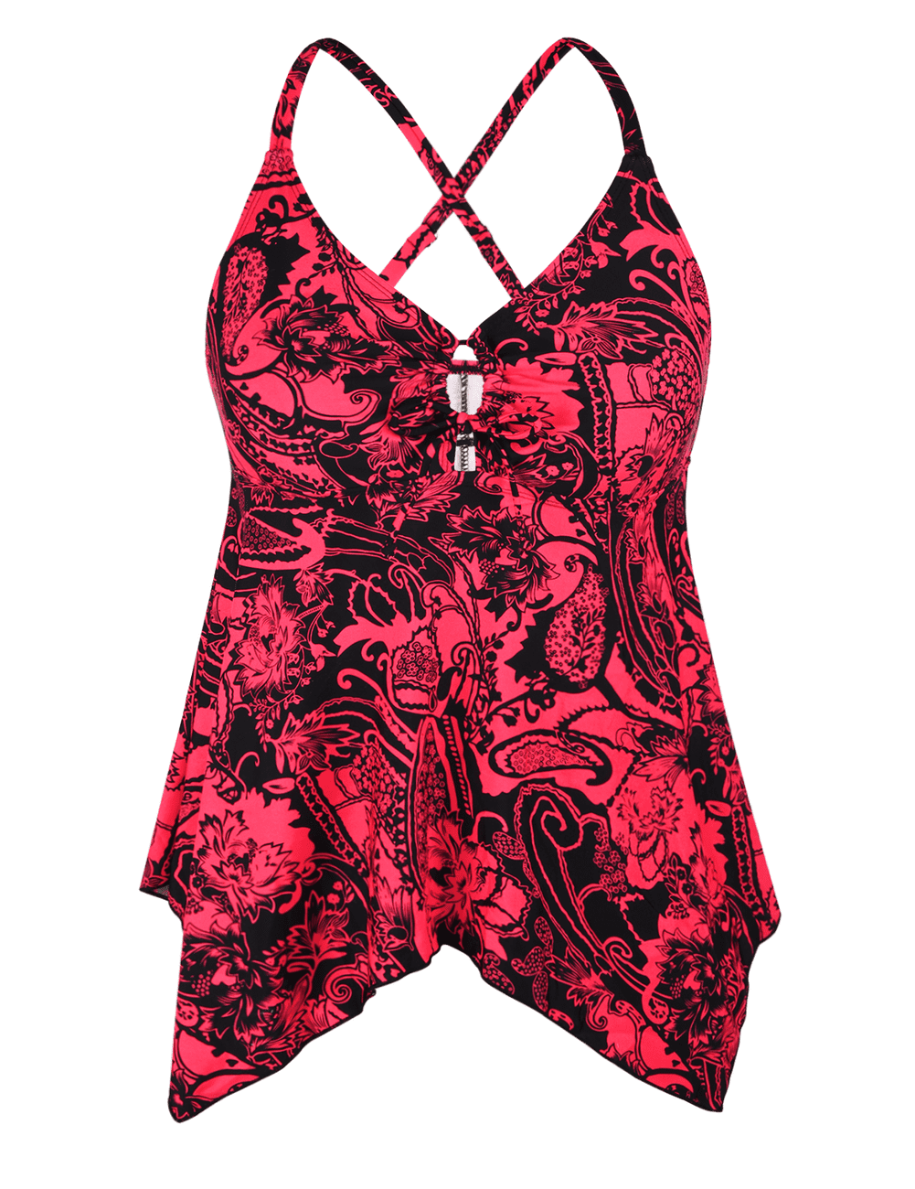 Mycoco Women's Front Tie Swim Top Cross Back Tankini Top Flowy Swimsuit ...