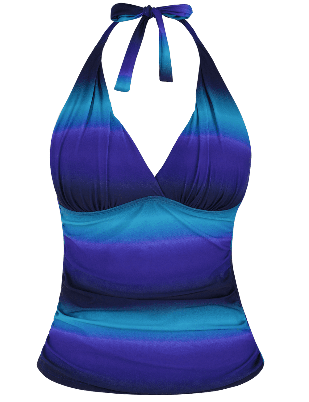 Mycoco Women's Halter Swim Top V Neck Swimwear Front Shirred Tankini ...