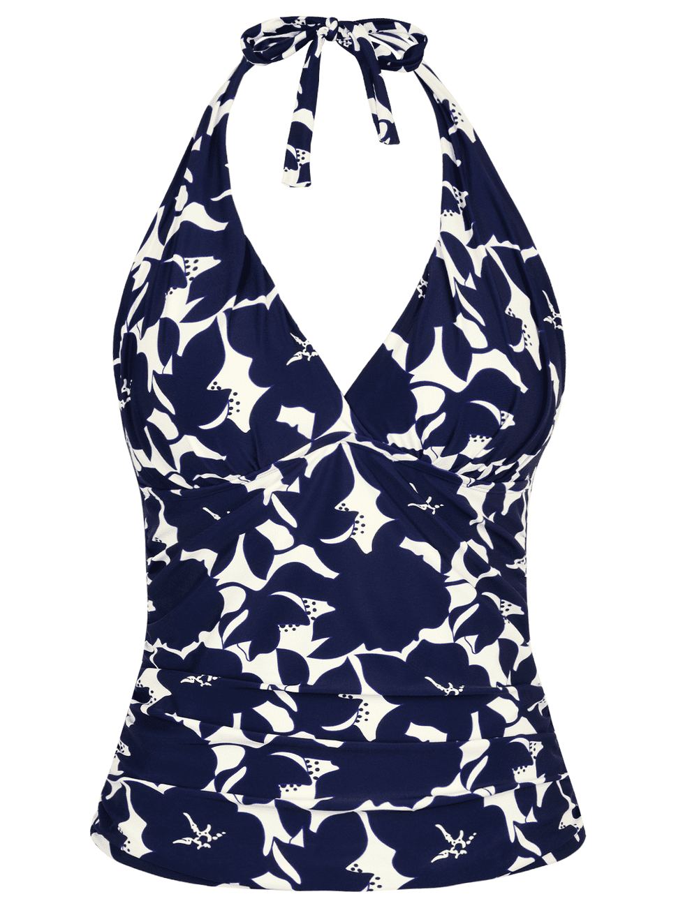 Mycoco Women's Halter Swim Top V Neck Swimwear Front Shirred Tankini ...