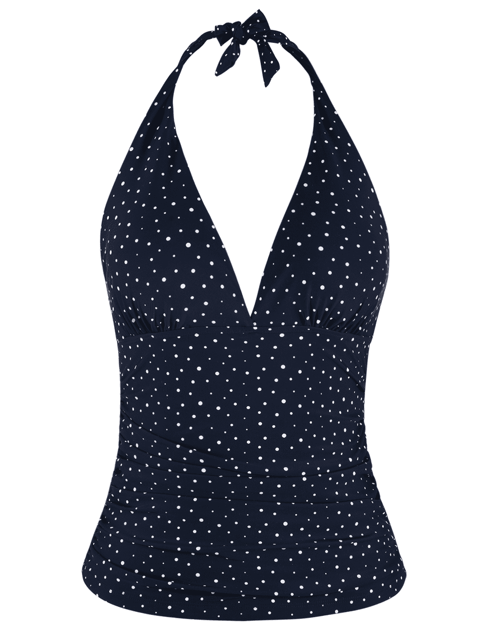 Mycoco Women's Halter Swim Top V Neck Swimwear Front Shirred Tankini ...