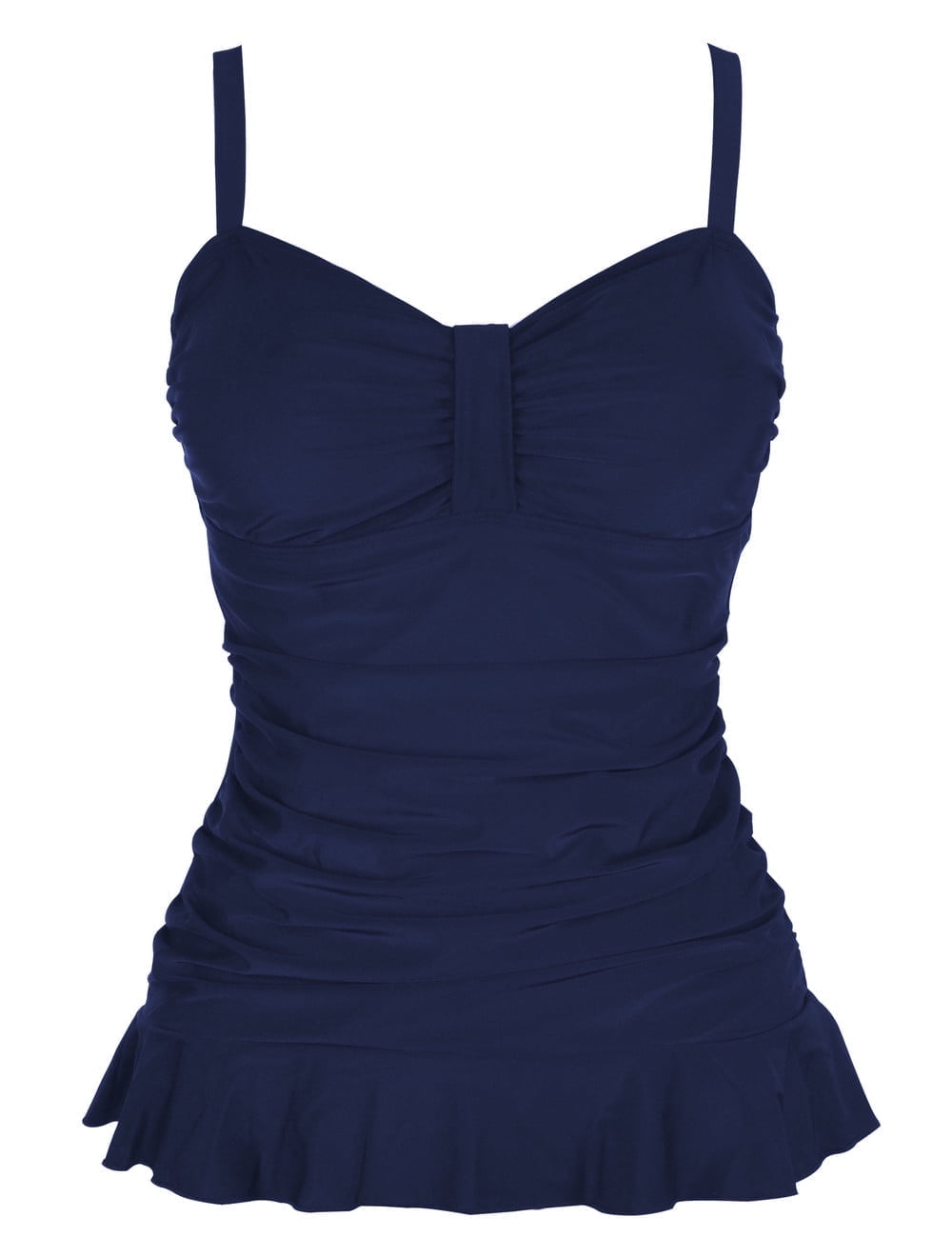 Mycoco Women's Swim Top Padded Ruffle Hem Shirred Swimwear Tankini ...