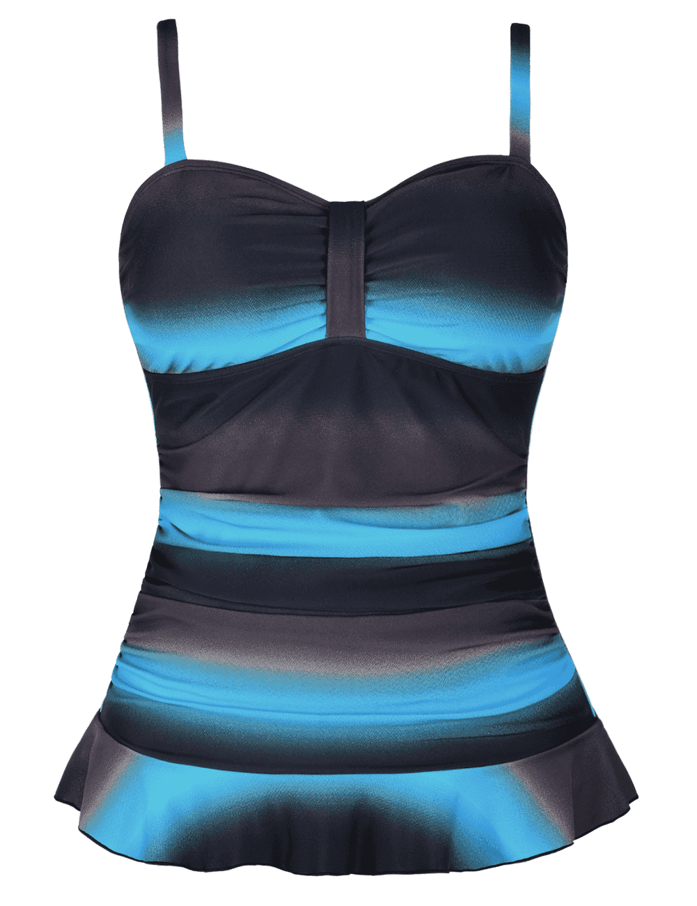 Mycoco Women's Swim Top Padded Ruffle Hem Shirred Swimwear Tankini ...